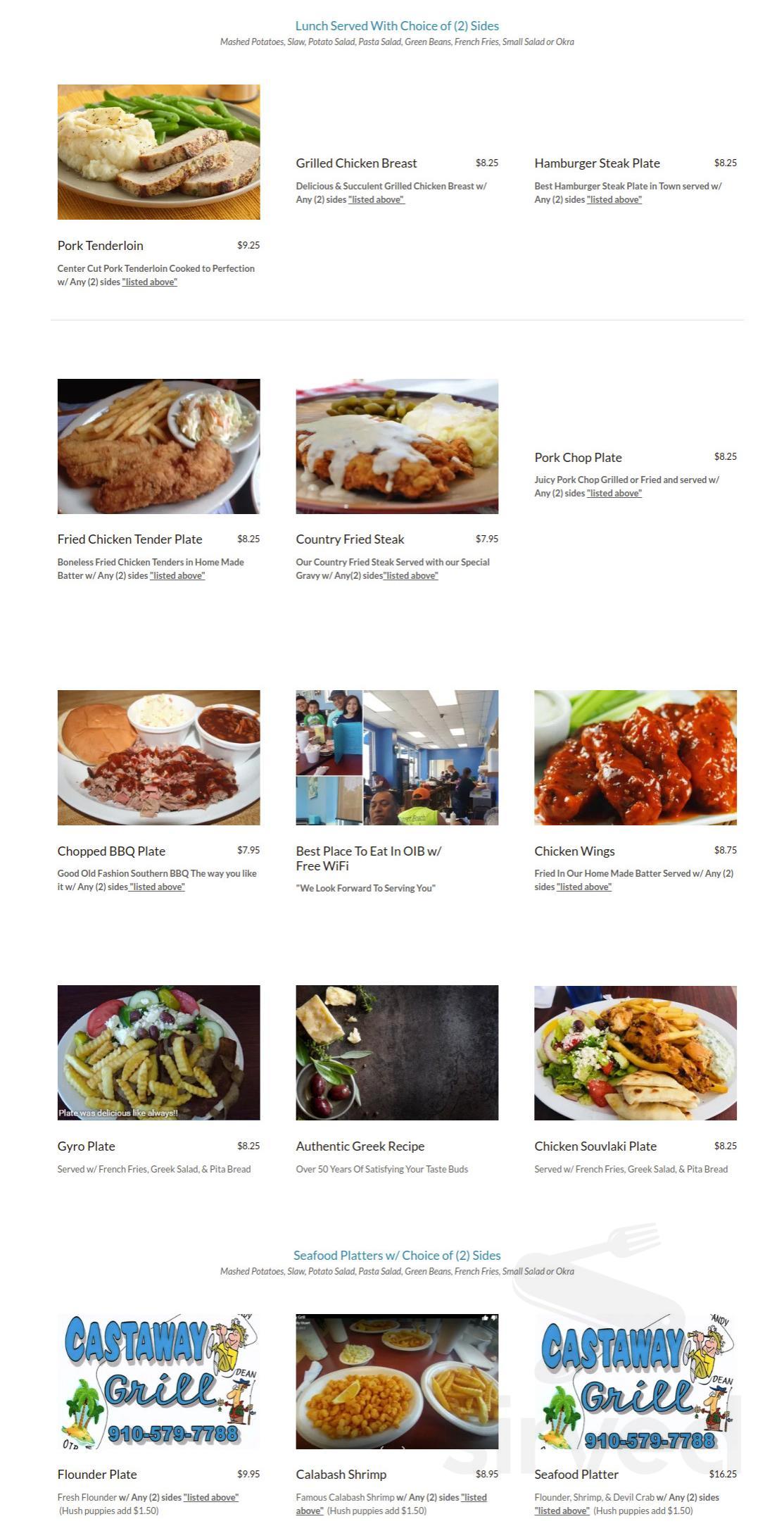 Castaway Grill menu in Ocean Isle Beach, North Carolina, USA