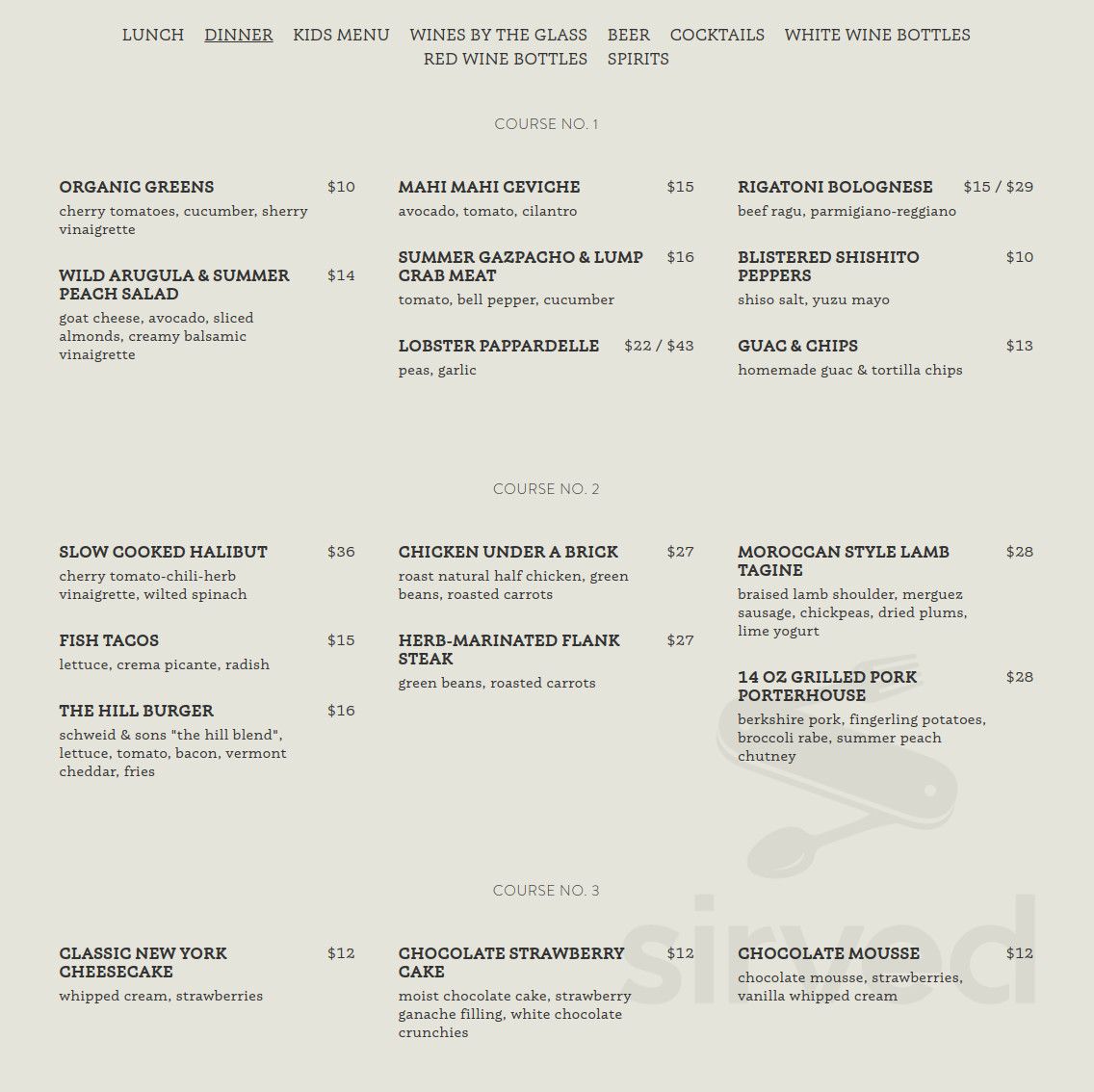 Menu for The Hill in Closter, NJ | Sirved