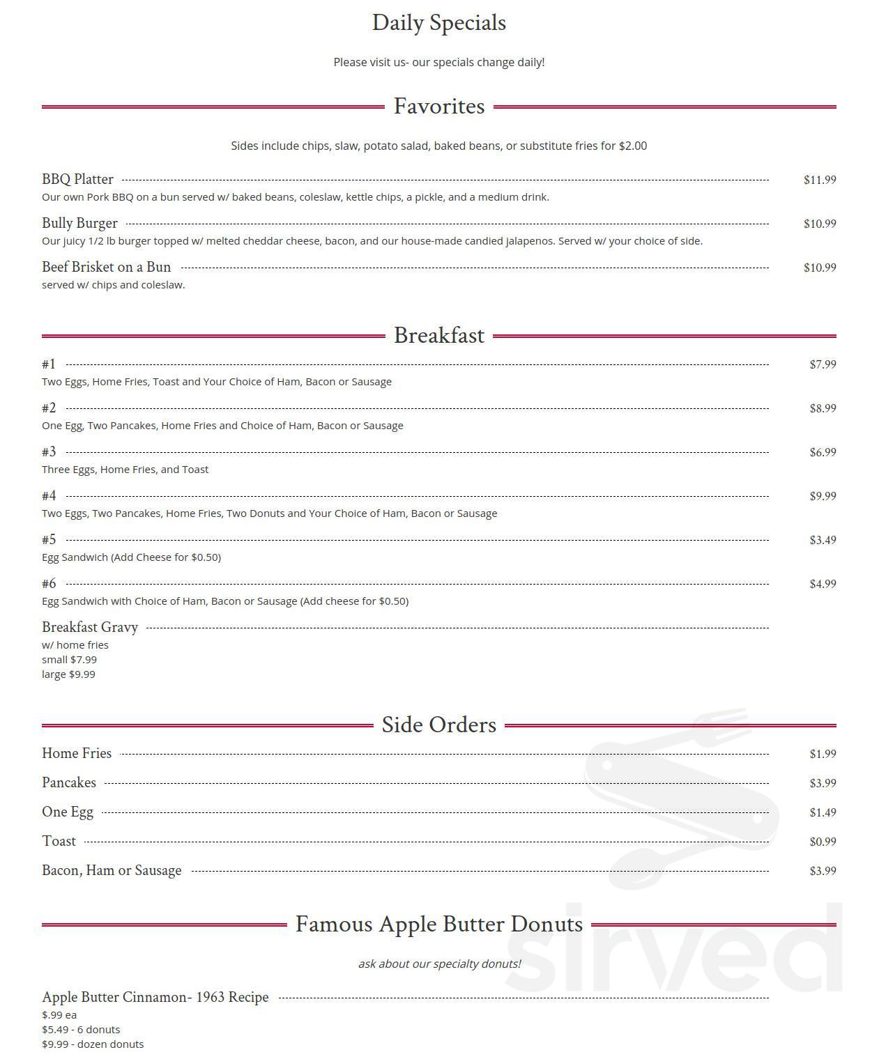 Menu for The Apple House in Linden, VA | Sirved