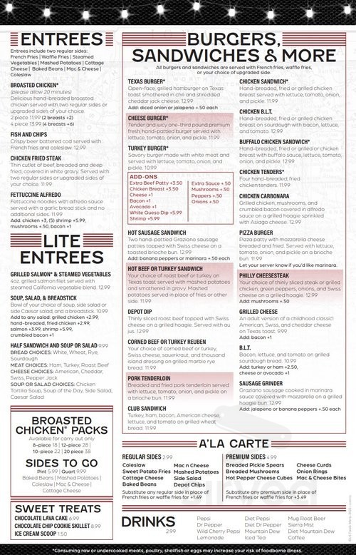 Menu - Grimes IA's Food Depot Bar and Grill | Sirved
