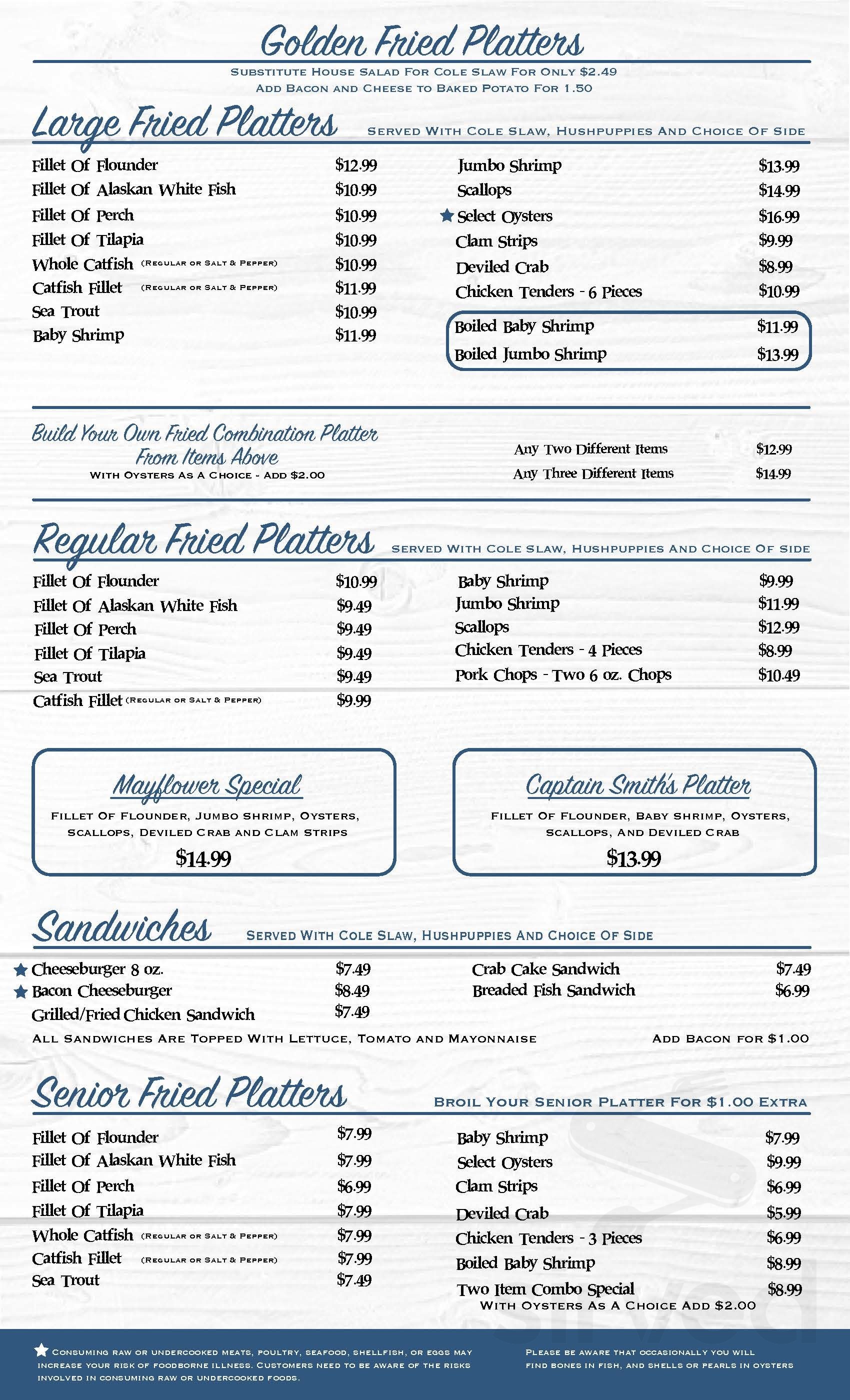 Mayflower Seafood Restaurant menu in Elizabethton, Tennessee, USA
