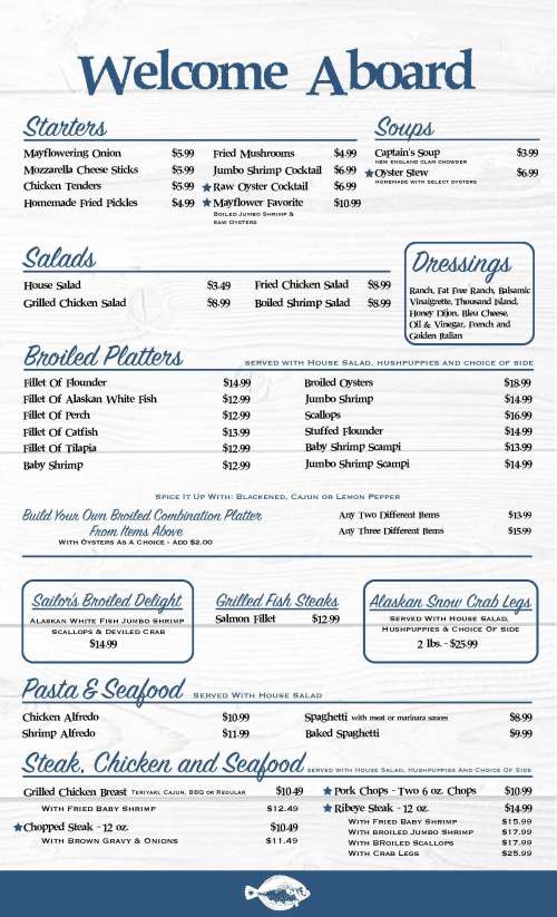 Mayflower Seafood Restaurant menu in Elizabethton, Tennessee, USA