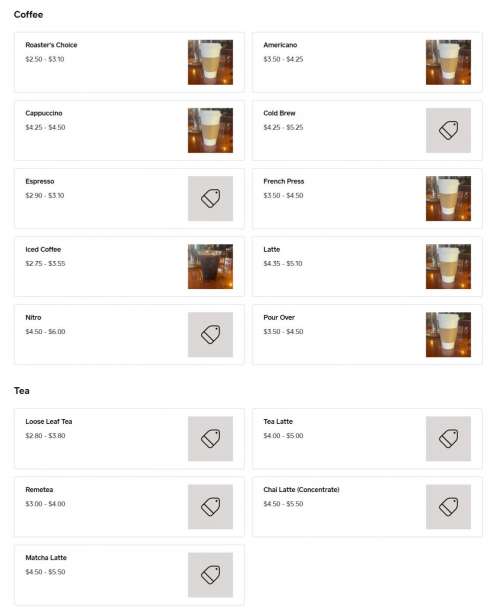 Spill The Tea Cafe and Infusion Yoga menu in Minoa, New York, USA