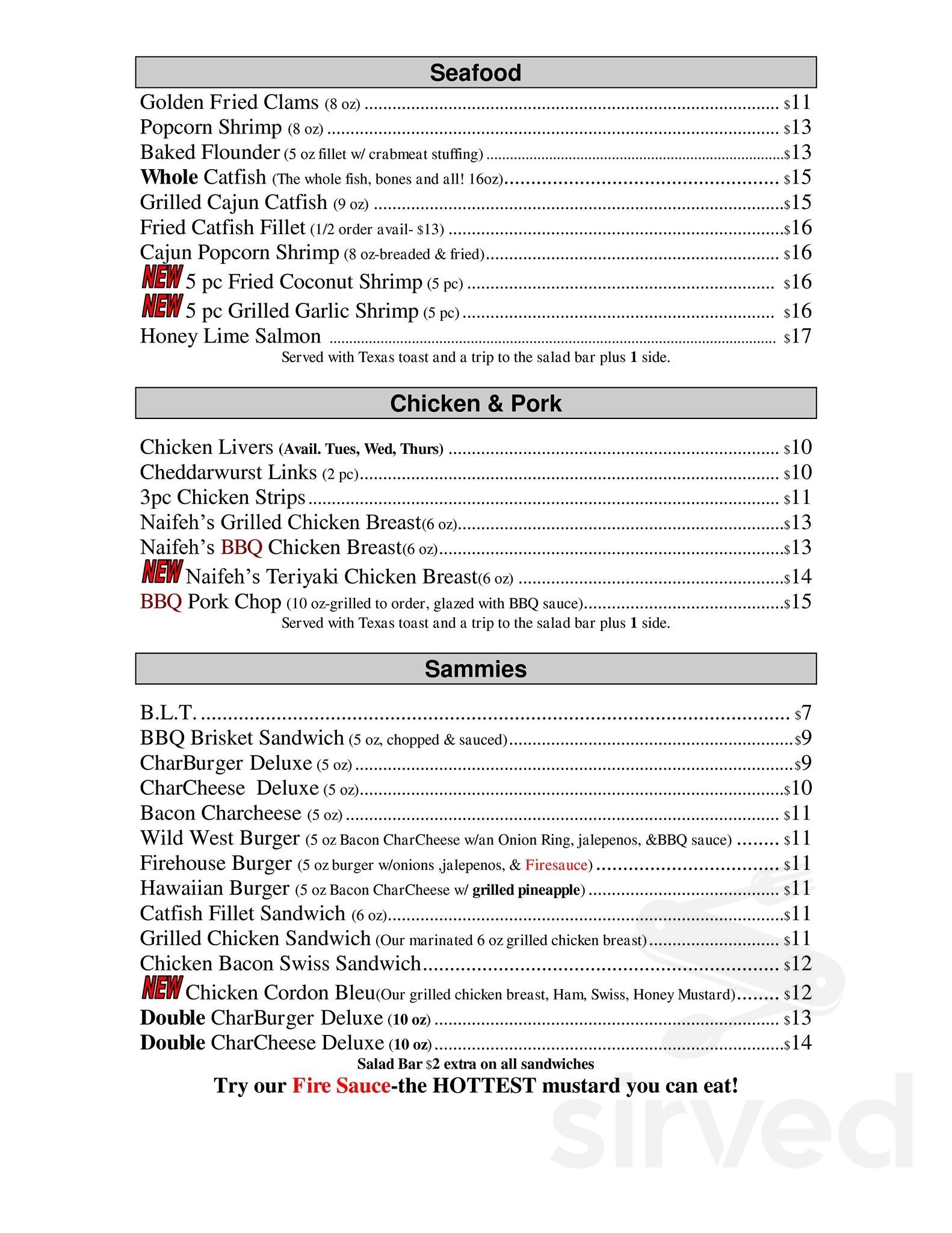 Menu - Guymon OK's Naifeh's Steak House | Sirved