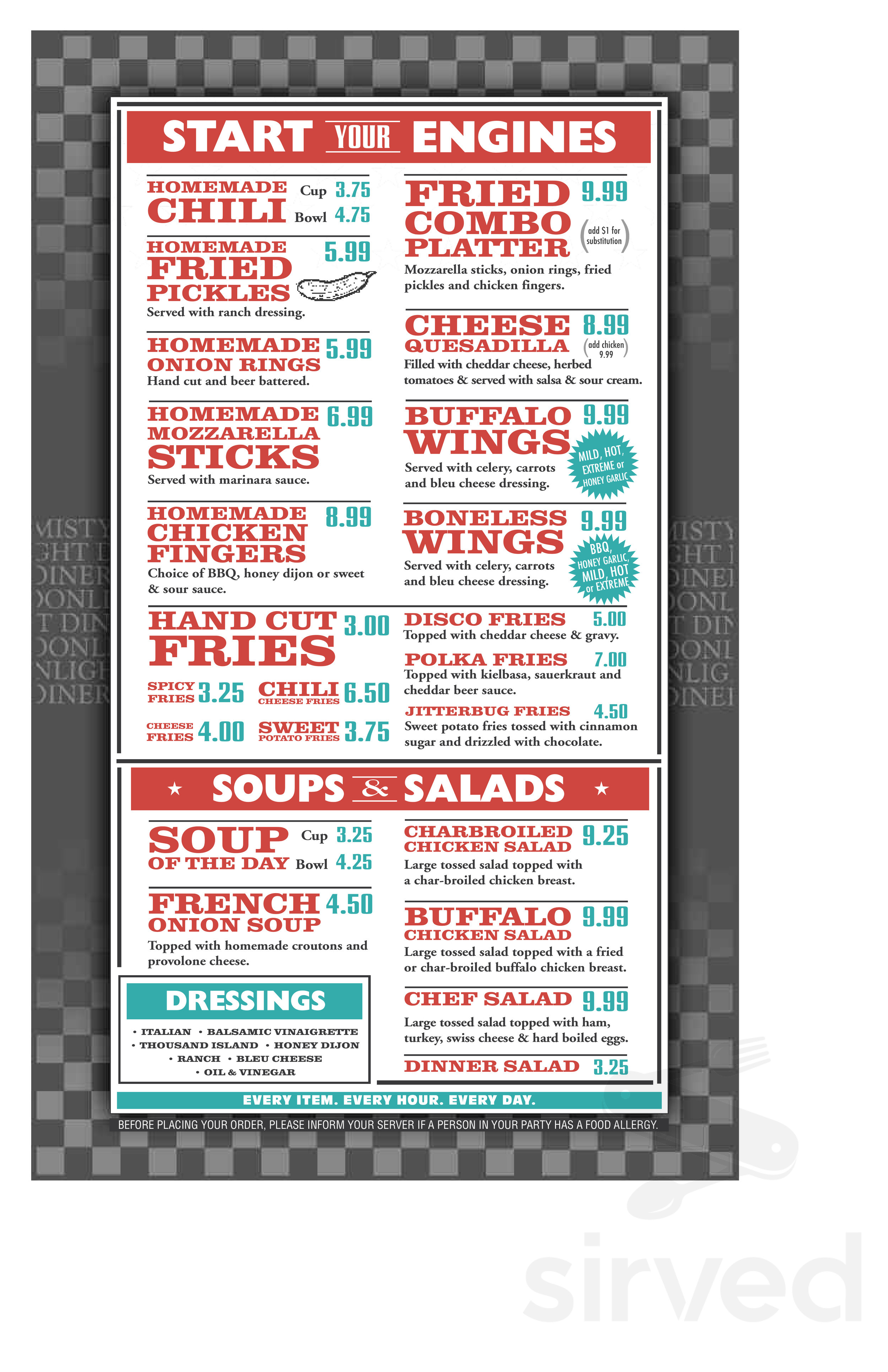 Misty Moonlight Diner menu in Pittsfield, Massachusetts, USA