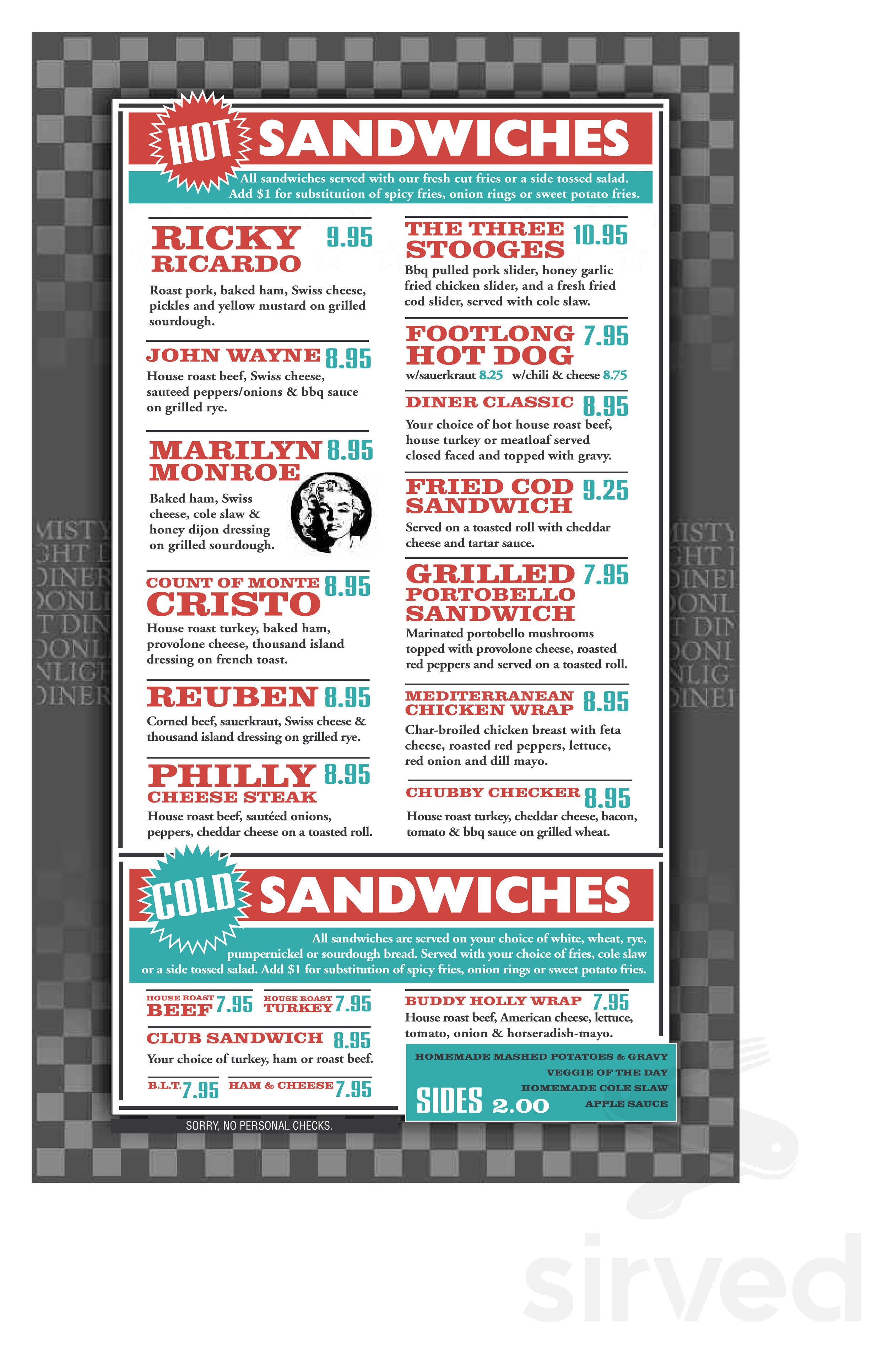 Misty Moonlight Diner menu in Pittsfield, Massachusetts, USA