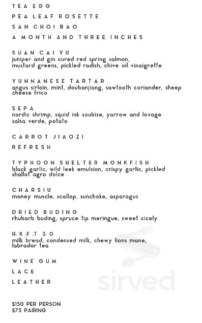 The Pine menus in Collingwood, Ontario, Canada