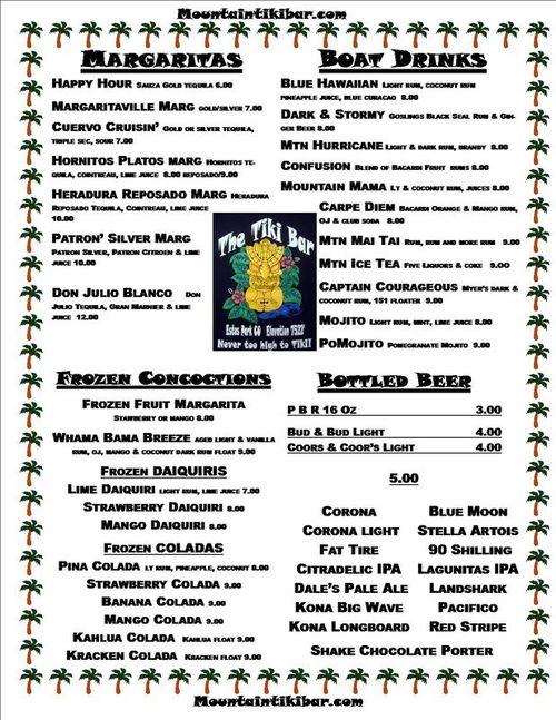 Mountain Munchies Tiki Bar Estes Park menu in Estes Park, Colorado, USA