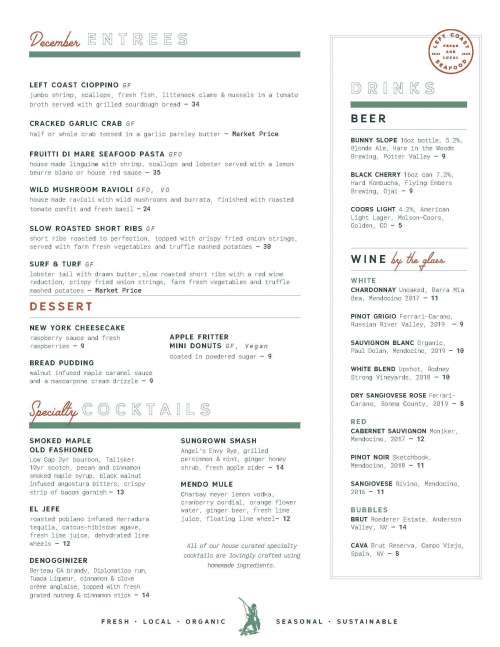 Left Coast Seafood & Marketplace menu in Ukiah, California, USA