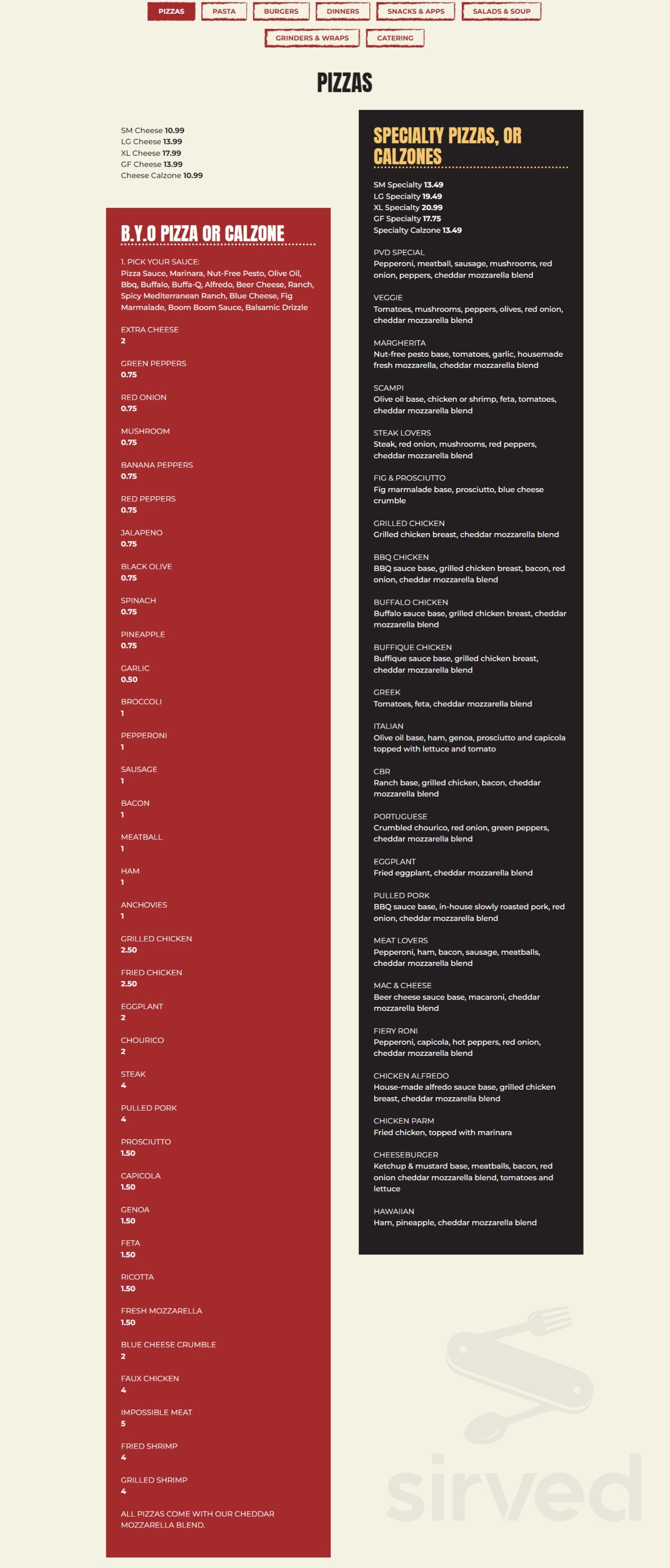 PVD Pizza Warwick menus in Warwick, Rhode Island, United States
