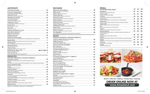 Amante Restaurant menu in Los Angeles, California, USA