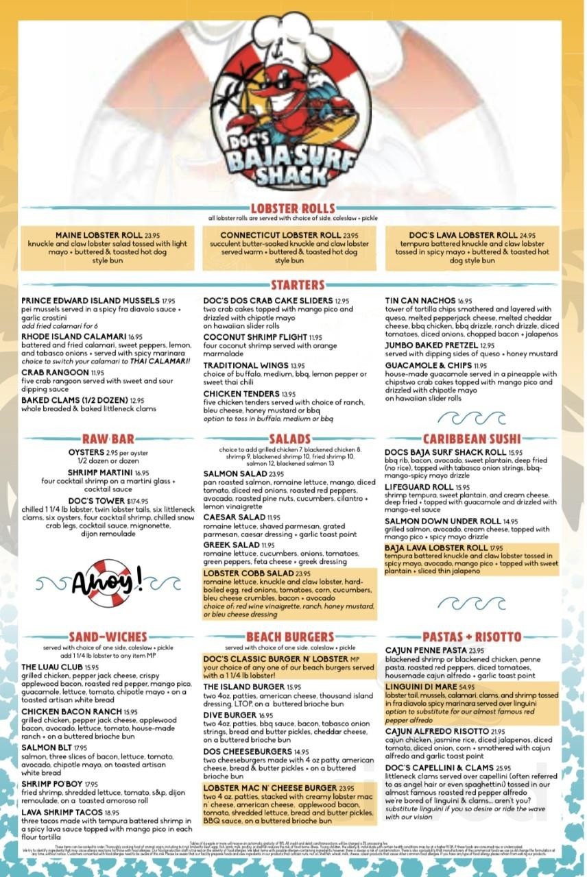 Doc's Baja Surf Shack menu in New Haven, Connecticut, USA
