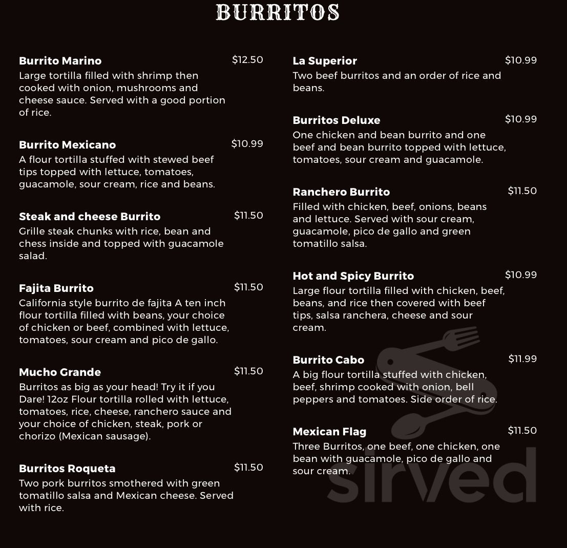 San Marcos Mexican Bar & Grill menu in Hastings, Michigan, USA