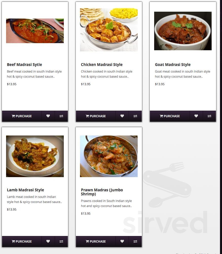 Menu - Calgary AB's Butter Chicken Hut | Sirved