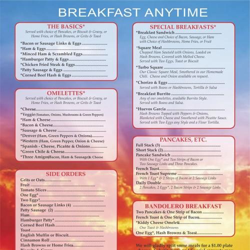 Jerry Bob's menu in Tucson, Arizona, USA