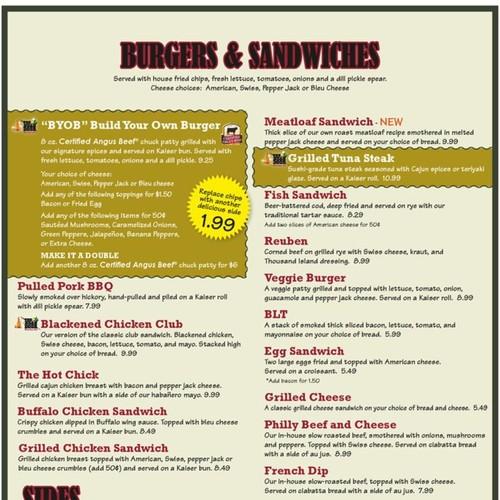 The Back Door menu in Louisville, Kentucky, USA