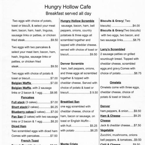 Hungry Hollow menu in Carmichael, California, USA