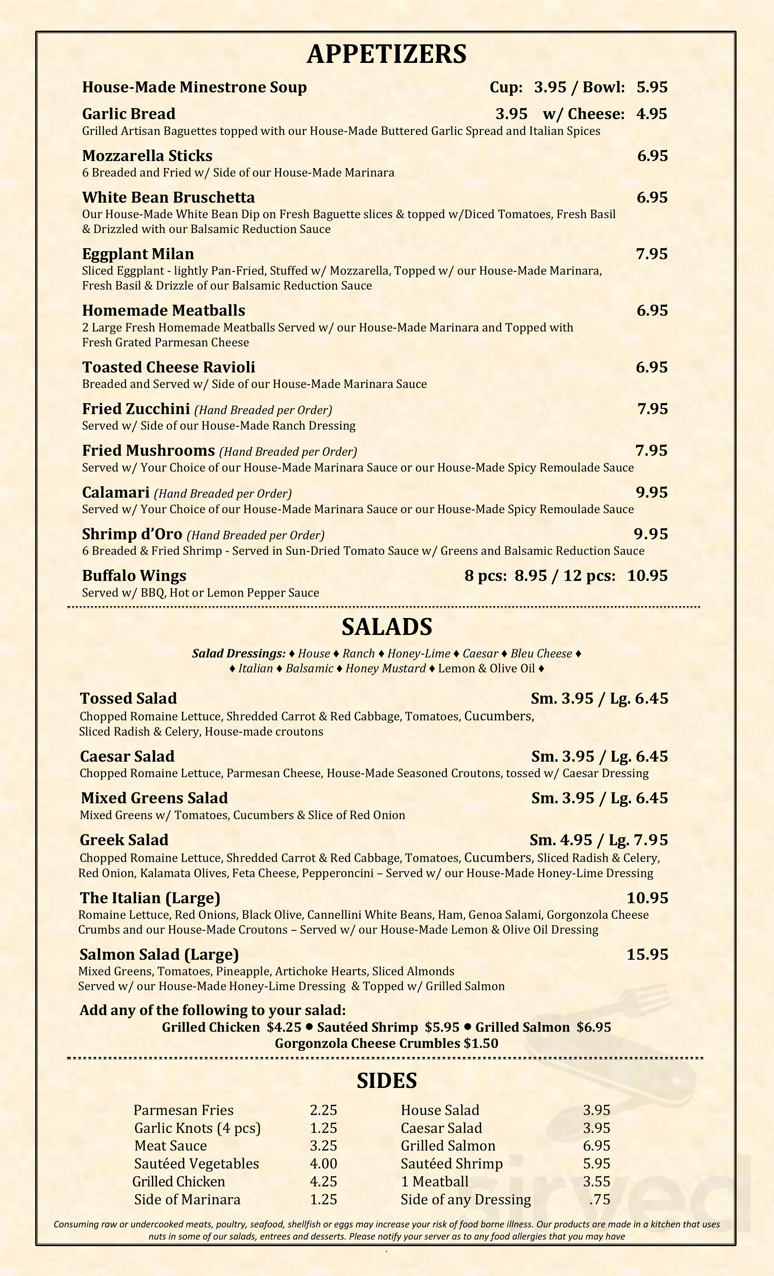 Anthony's Eatalian menu in Dallas, Texas, USA