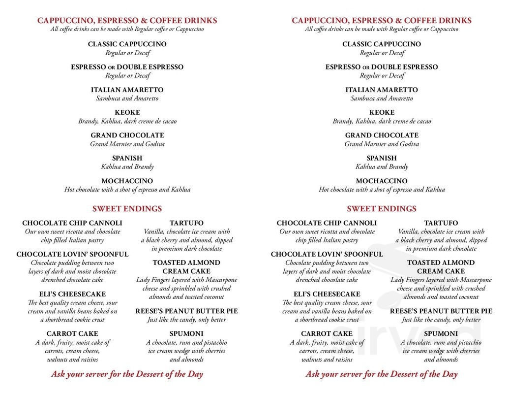 Pagliacci's Restaurant menu in Plainville, Connecticut, USA