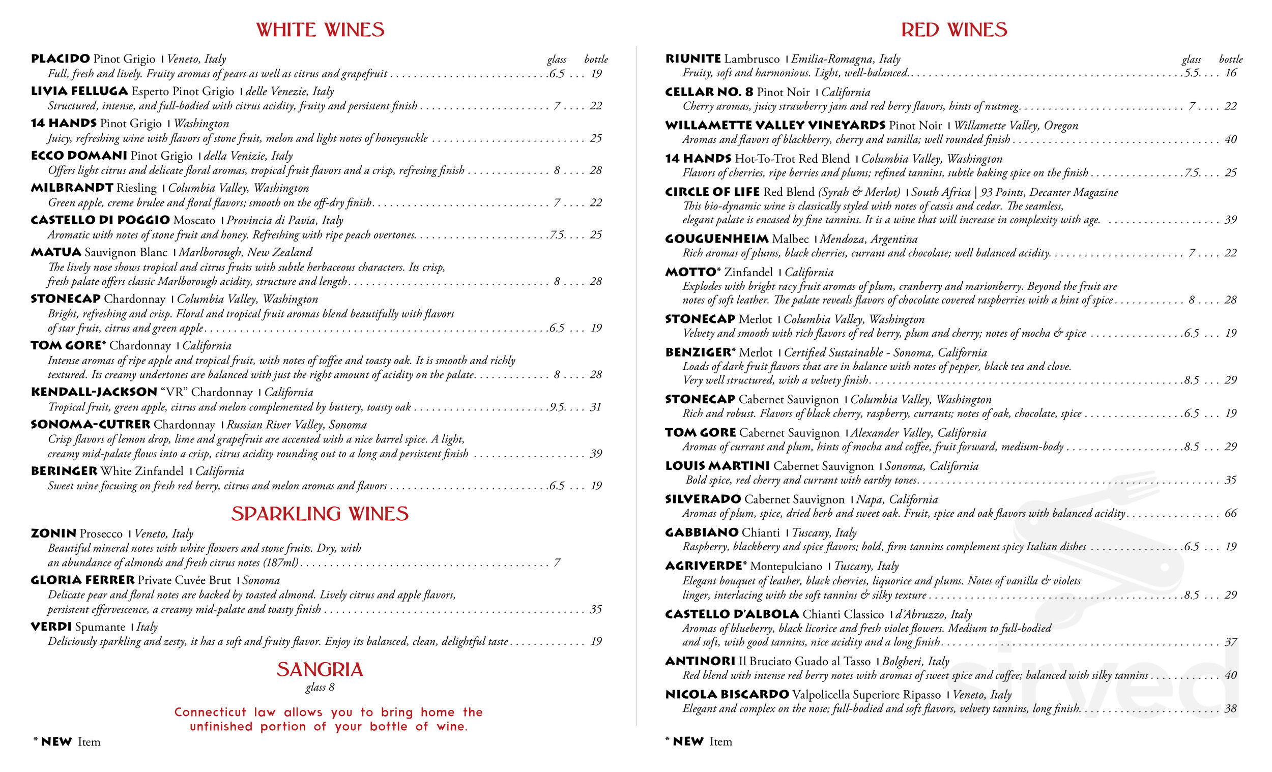 Pagliacci's Restaurant menu in Plainville, Connecticut, USA