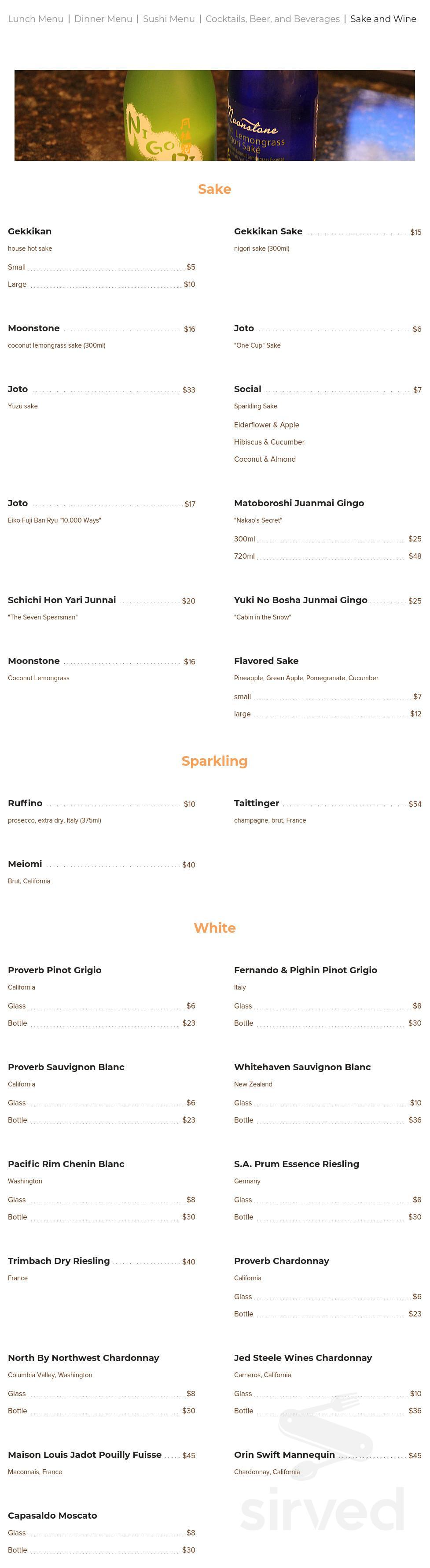 Maki Sushi Bar & Bistro menu in Anderson, South Carolina, USA