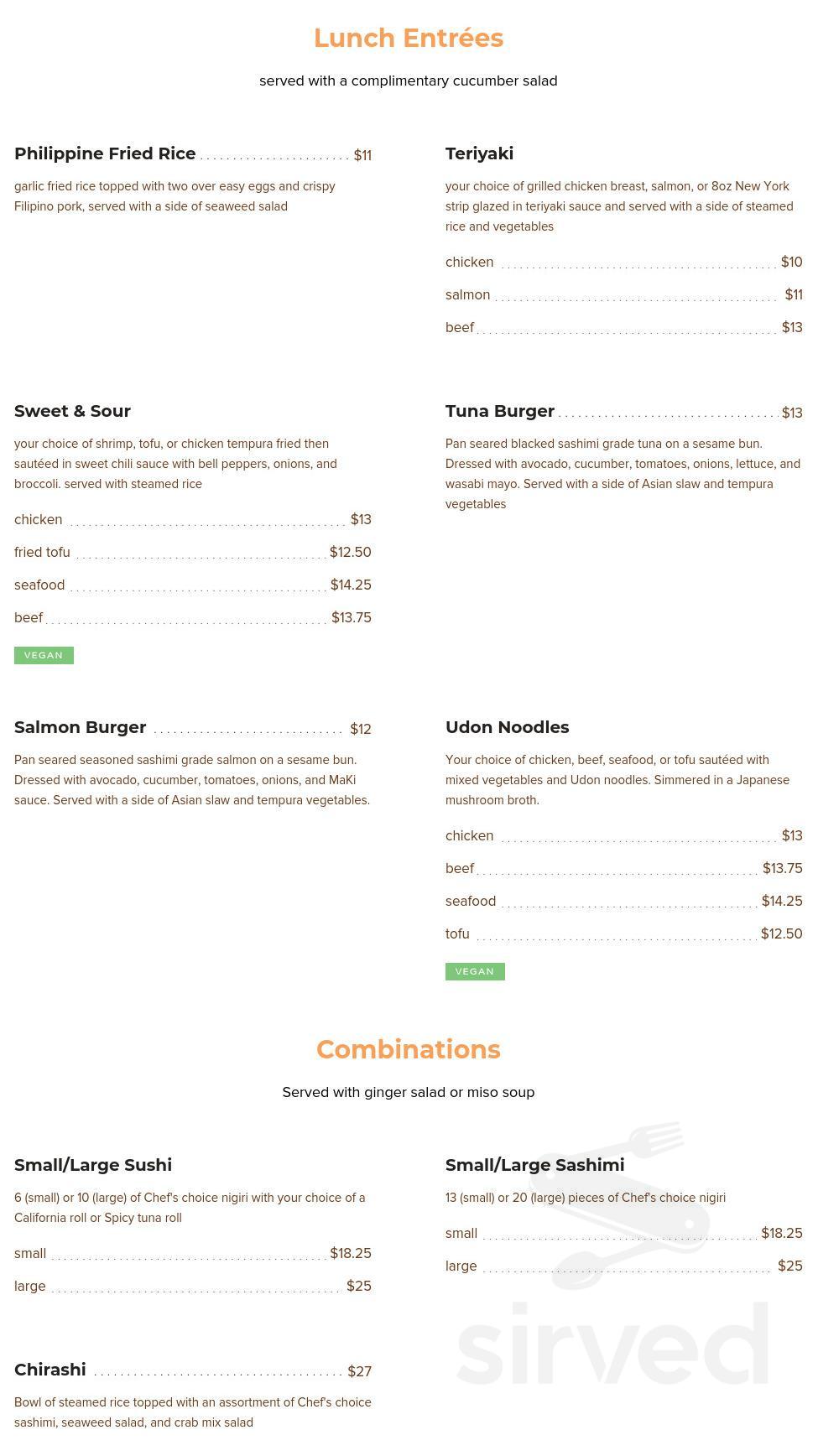 Maki Sushi Bar & Bistro menu in Anderson, South Carolina, USA