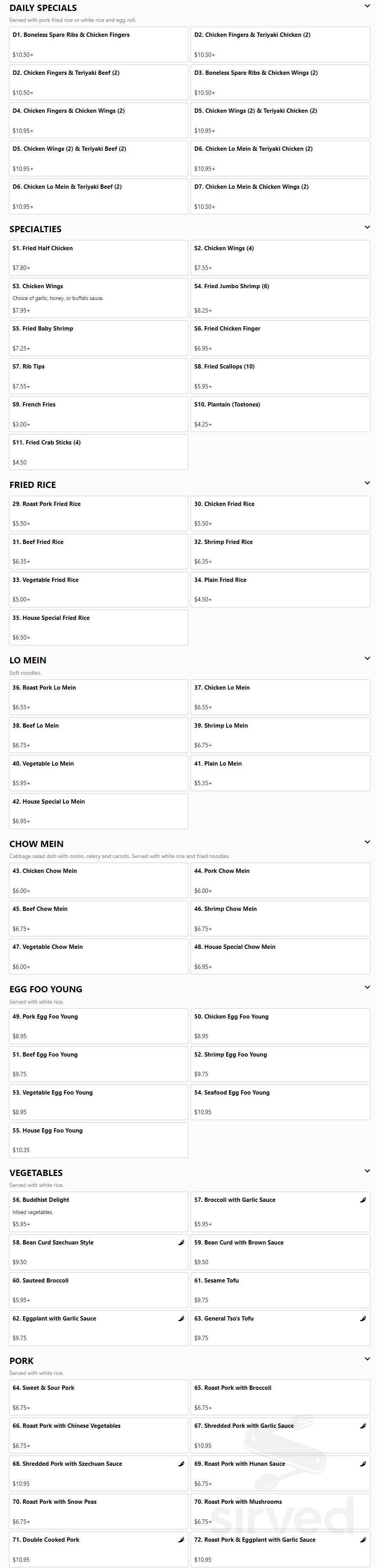 New Tin Tin Chinese Restaurant menu in Scranton, Pennsylvania, USA