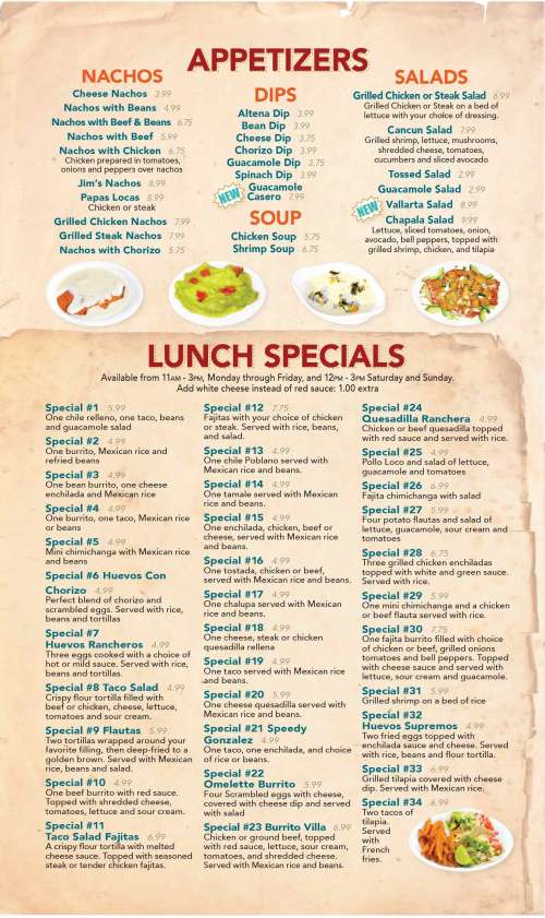 Los Potros Mexican Restaurant menu in East Ridge, Tennessee, USA