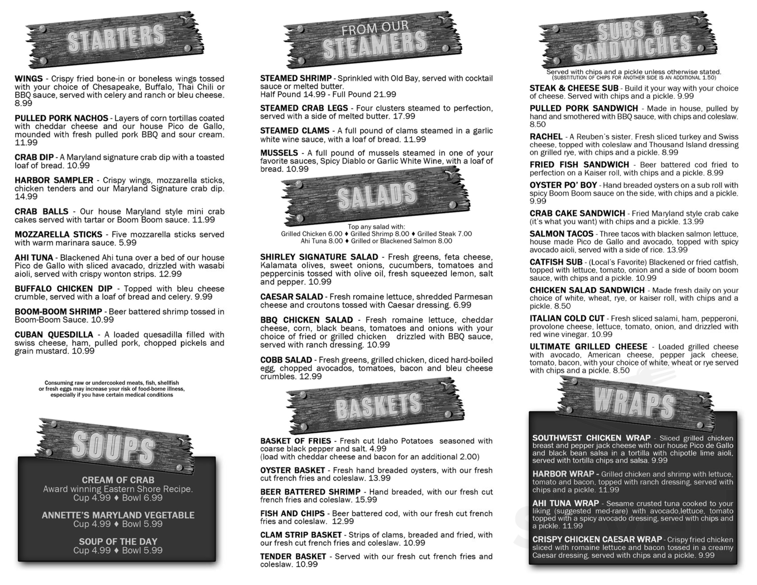 Happy Harbor Restaurant menu in Deale, Maryland, USA