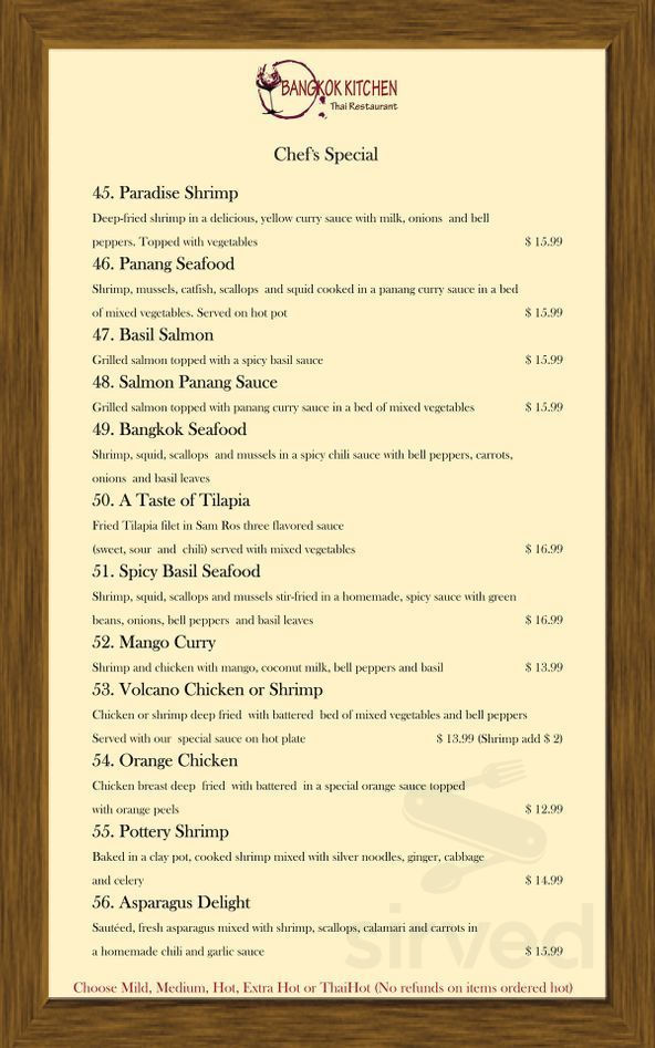 Menu - Avon IN's Bangkok Kitchen | Sirved