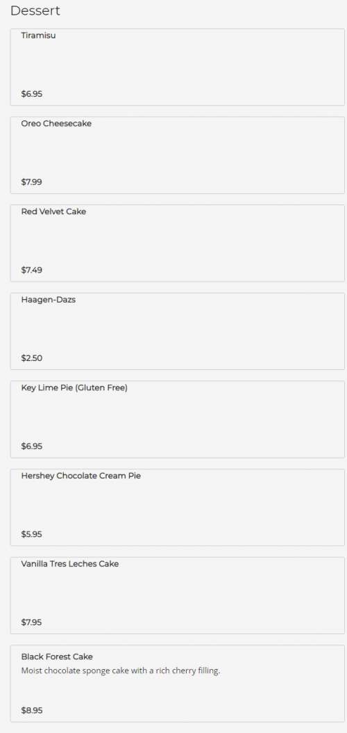 Sky Asian Fusion menu in Leander, Texas, USA