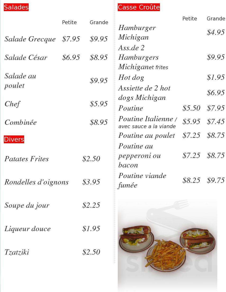 Restaurant Centrale Pizzeria menu in LaSalle, Quebec, Canada