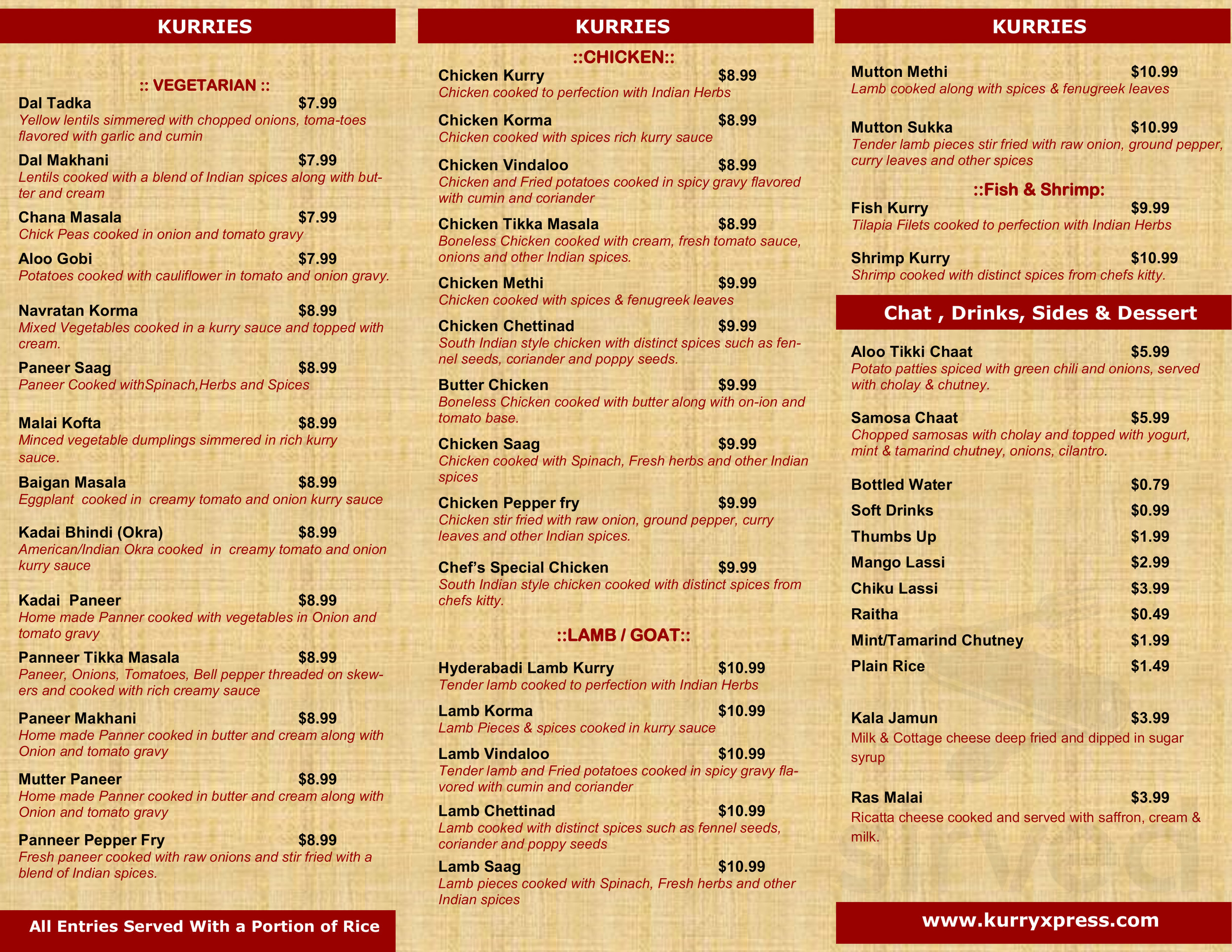 Desi Bites menus in Urbandale, Iowa, United States