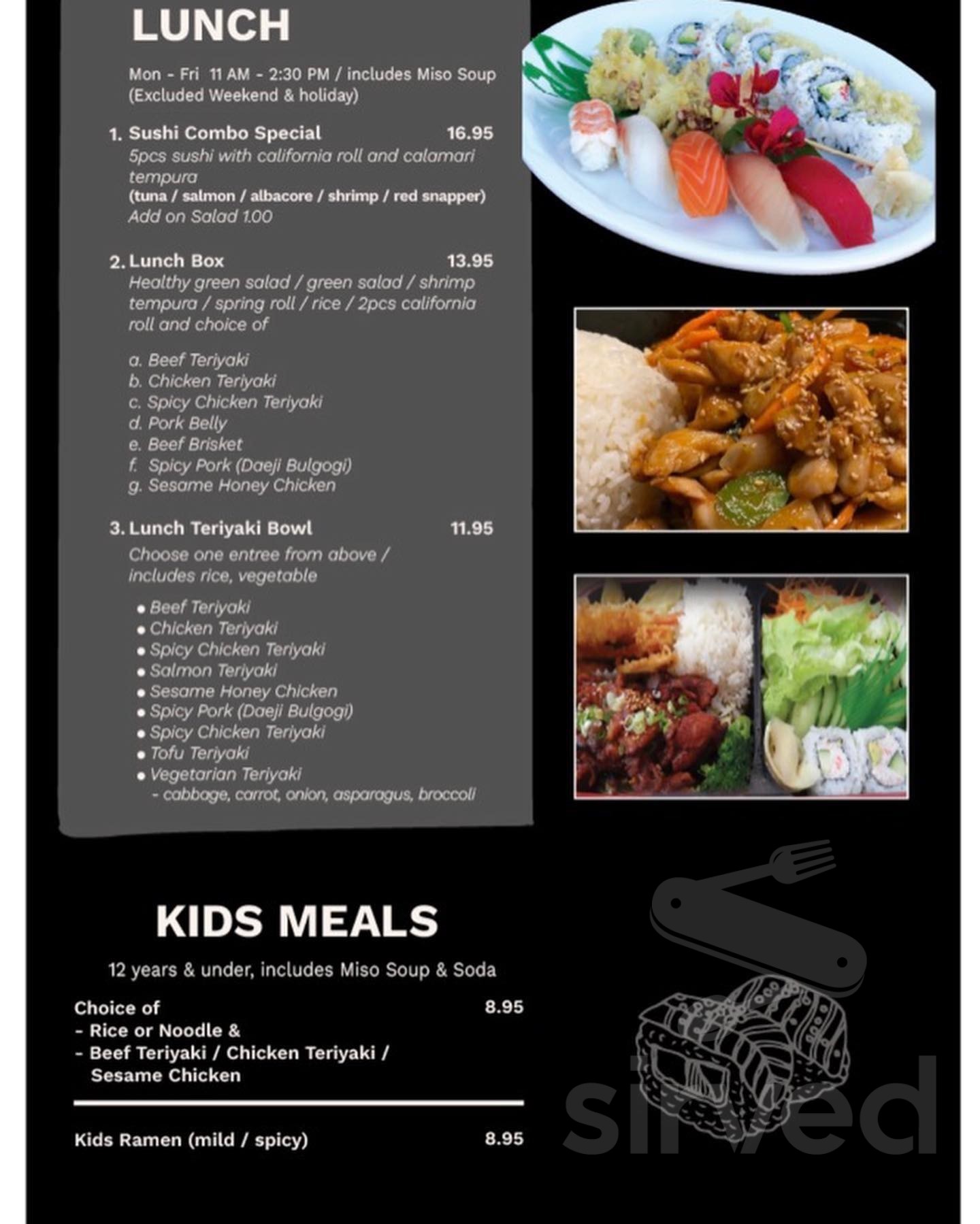 Menu for Sushi Park in El Centro, CA | Sirved