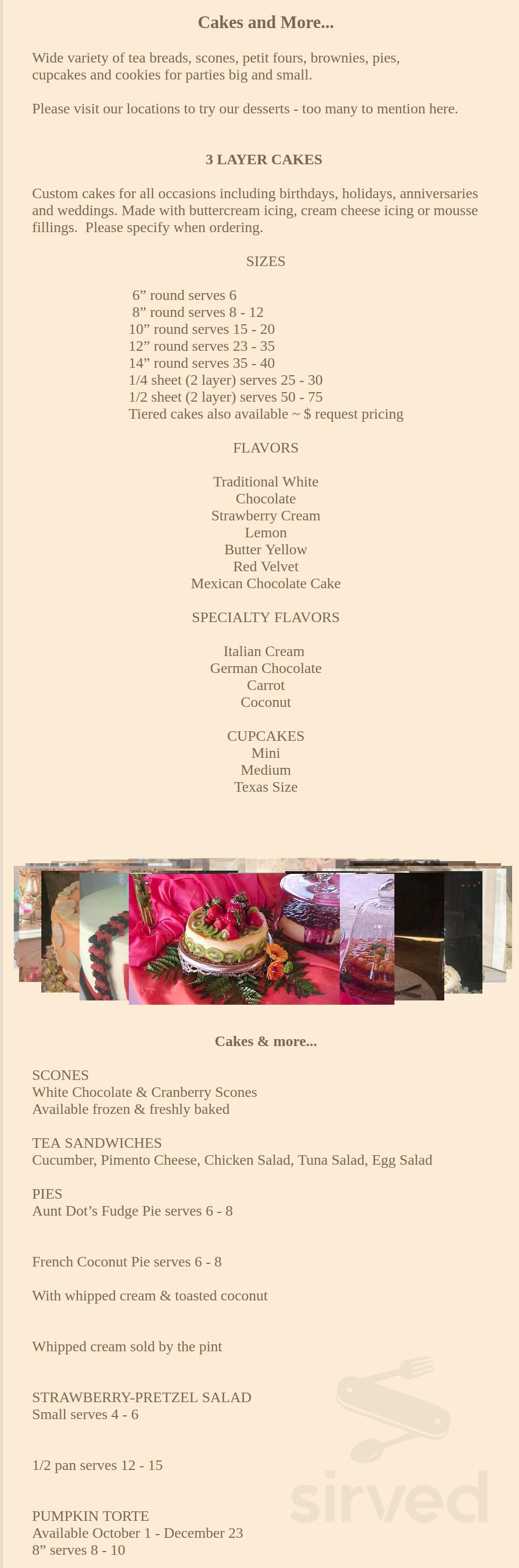 Chocolate Angel Cafe & Tea Room menu in Richardson, Texas, USA