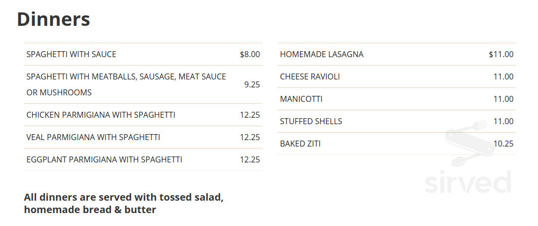 Menu - Kutztown PA's Mamma's Delight Pizza Restaurant | Sirved