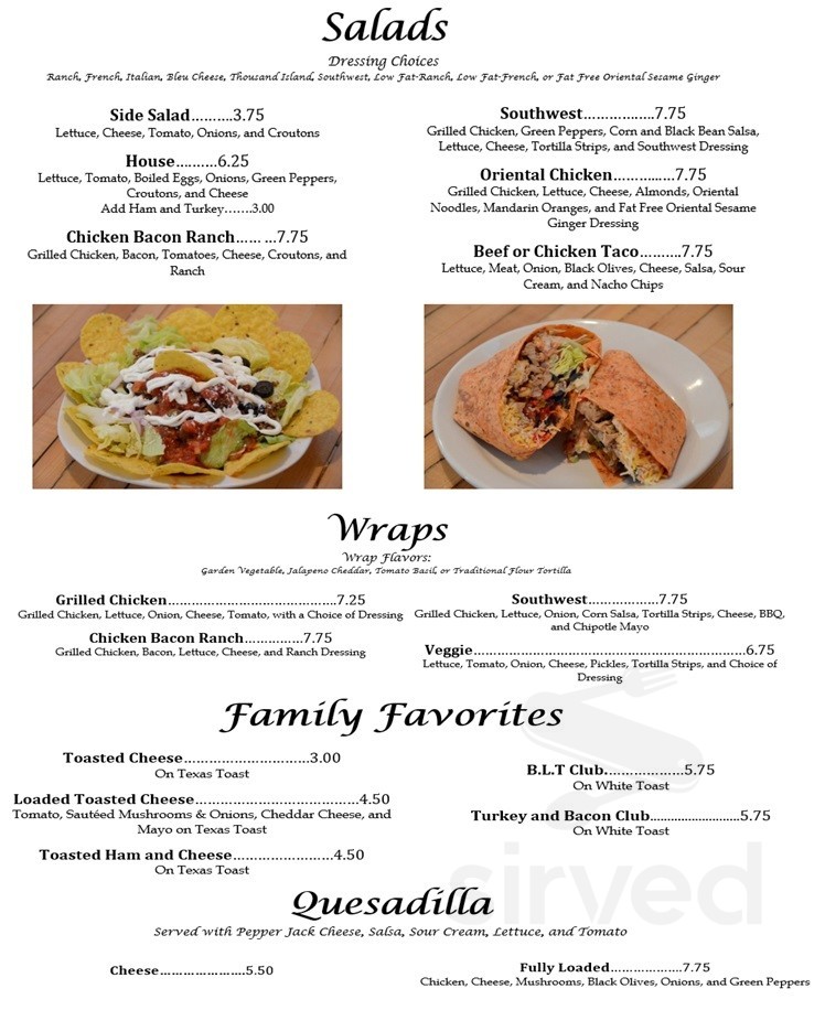 Menu - Chilton WI's Pla-Mor Lanes | Sirved