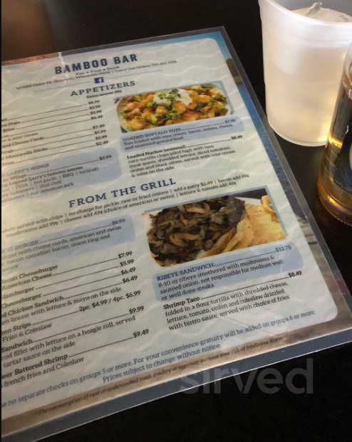 Menu for Bamboo Bar in Shawano, WI | Sirved