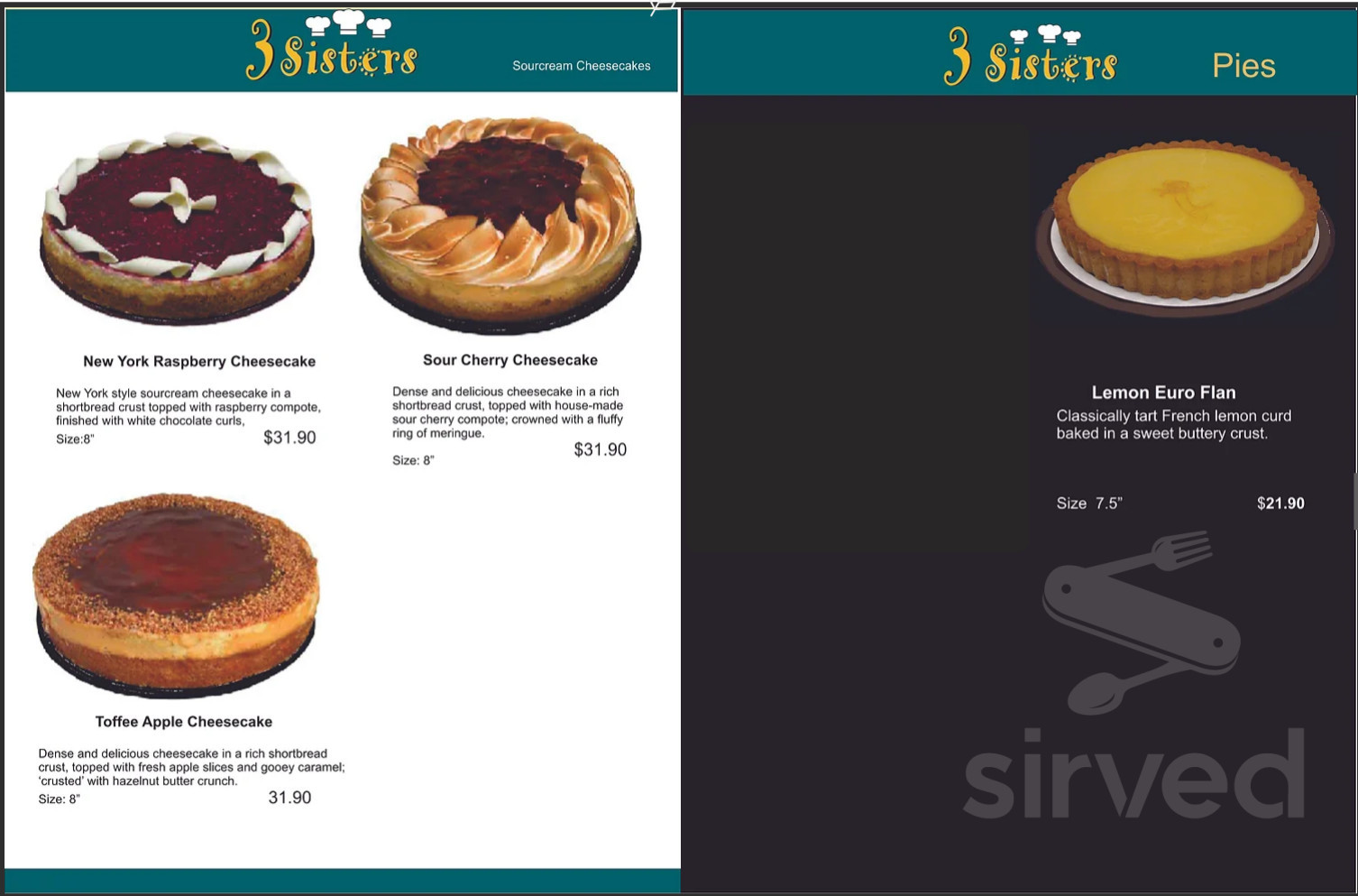 3 Sisters Bakeshop Menu - Ottawa, Ontario | Sirved