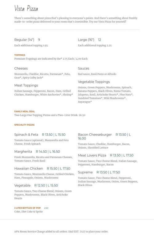 The Cypress Room menu in Myrtle Beach, South Carolina, USA