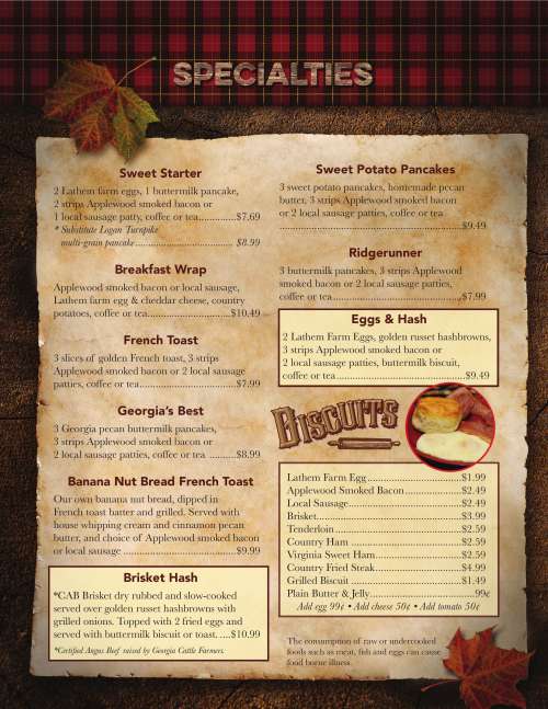 The Sawmill Place menu in Blairsville, Georgia, USA