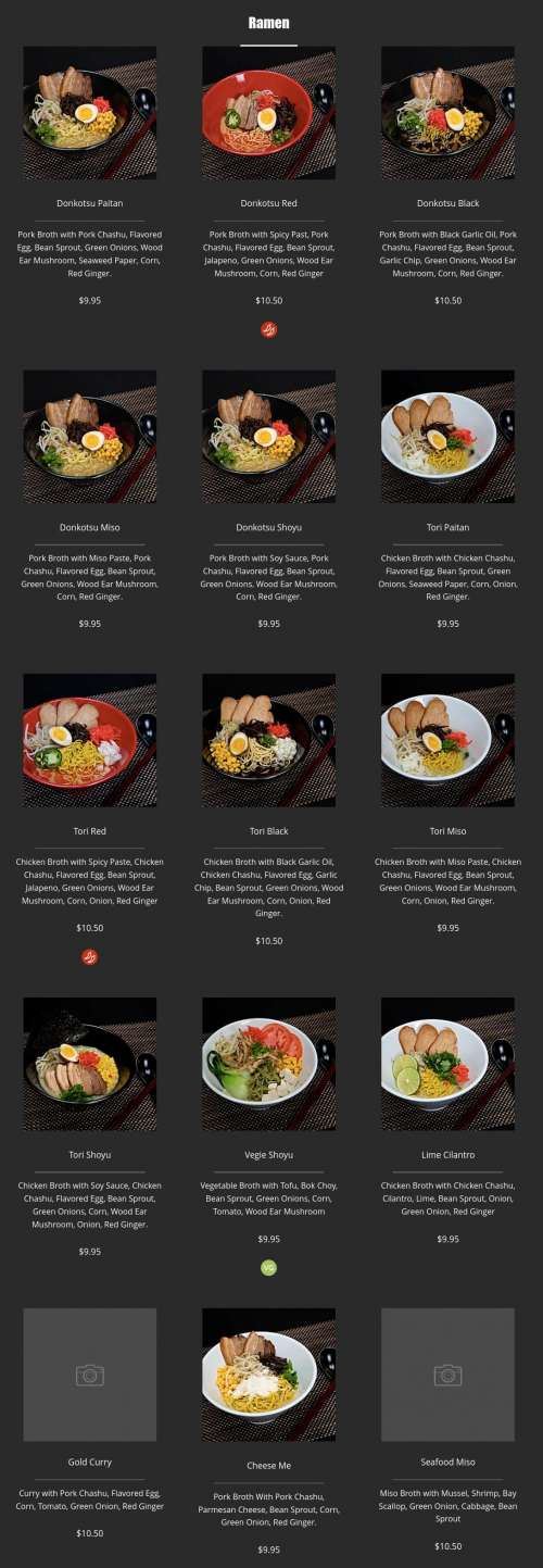 Ramen Boy menu in Lancaster, California, USA