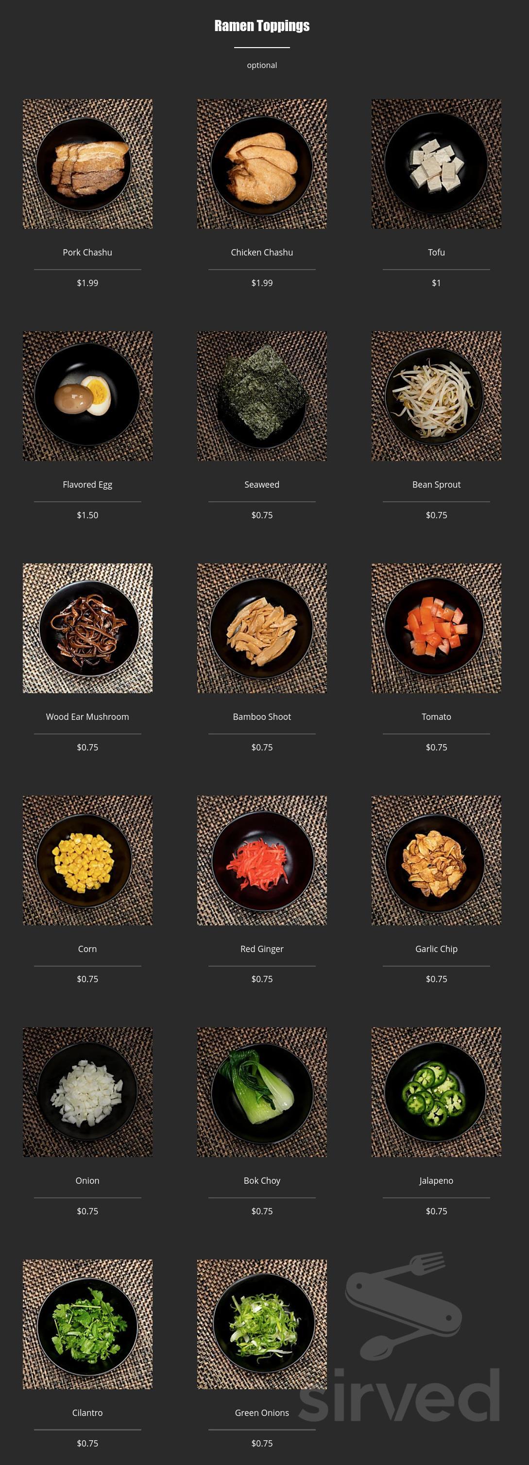 Ramen Boy menu in Lancaster, California, USA