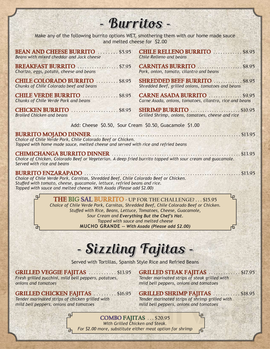 El Zarape Mexican Restaurant menu in Cypress, California, USA