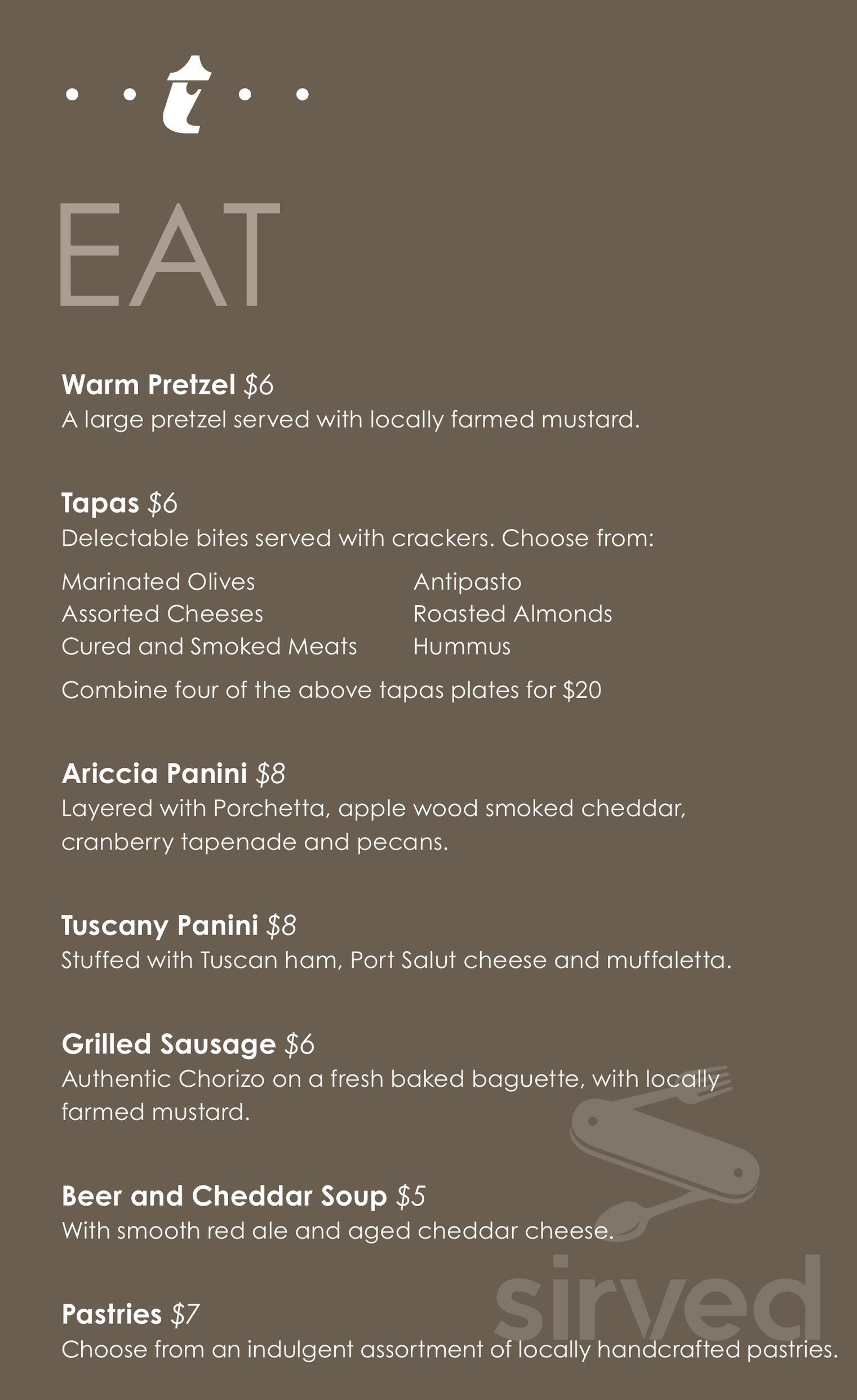 Casino Regina menu in Regina, Saskatchewan, Canada