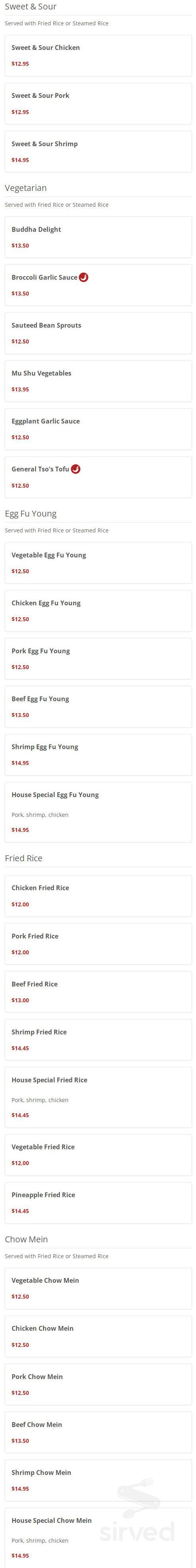 Menu - Indian Harbour Beach FL's Jade Palace | Sirved