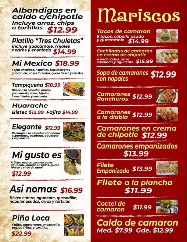 Menu - Mission TX's Café Mi Familia | Sirved