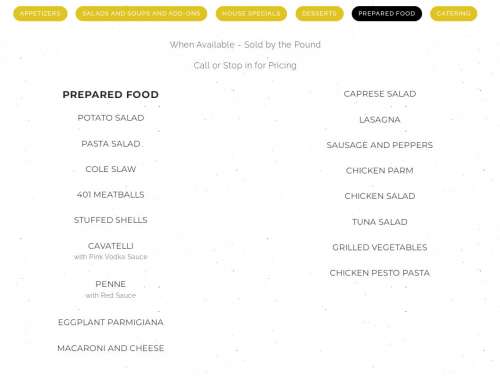 401 Deli menu in Exeter, Rhode Island, USA