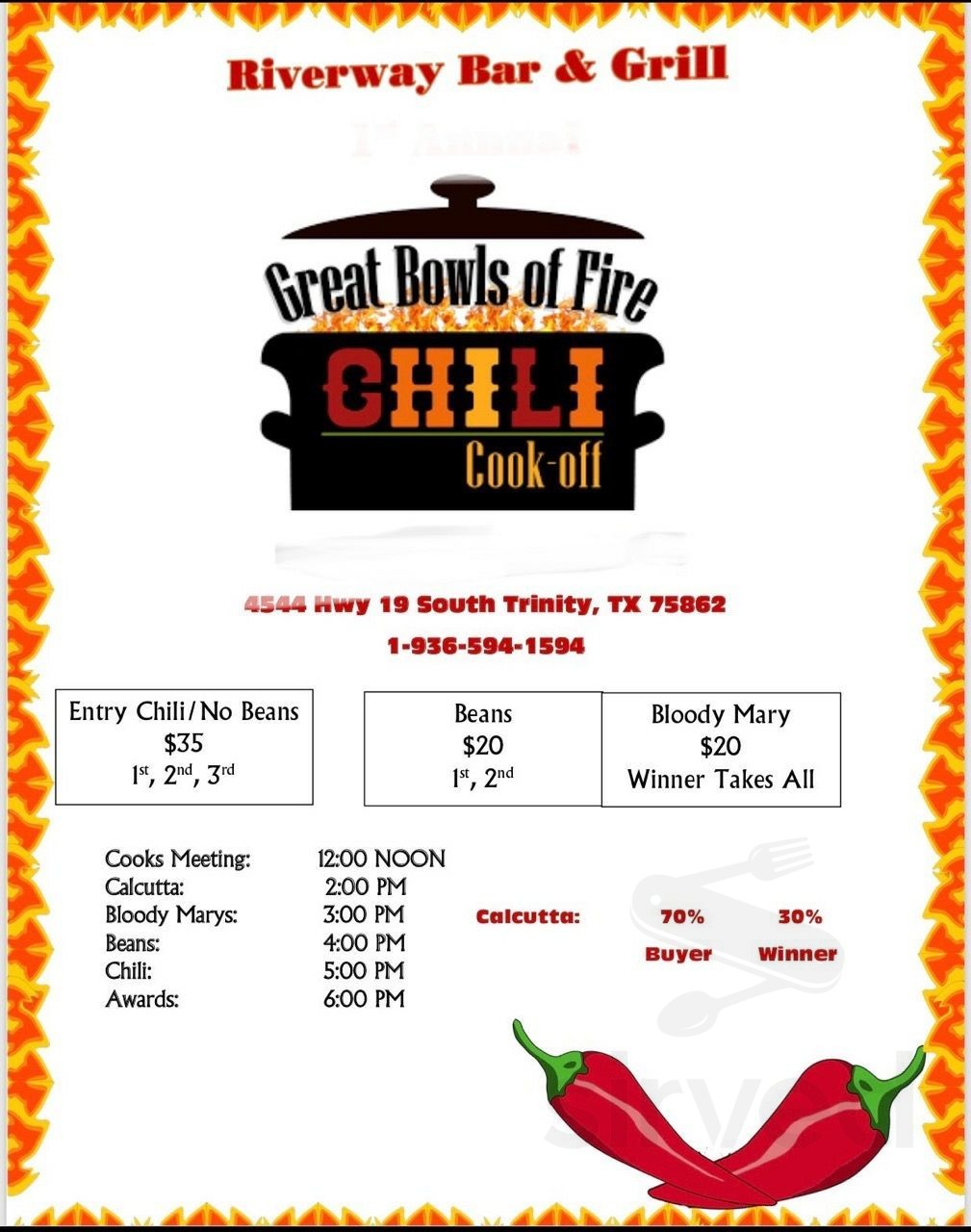Menu - Trinity TX's Riverway Bar & Grill | Sirved