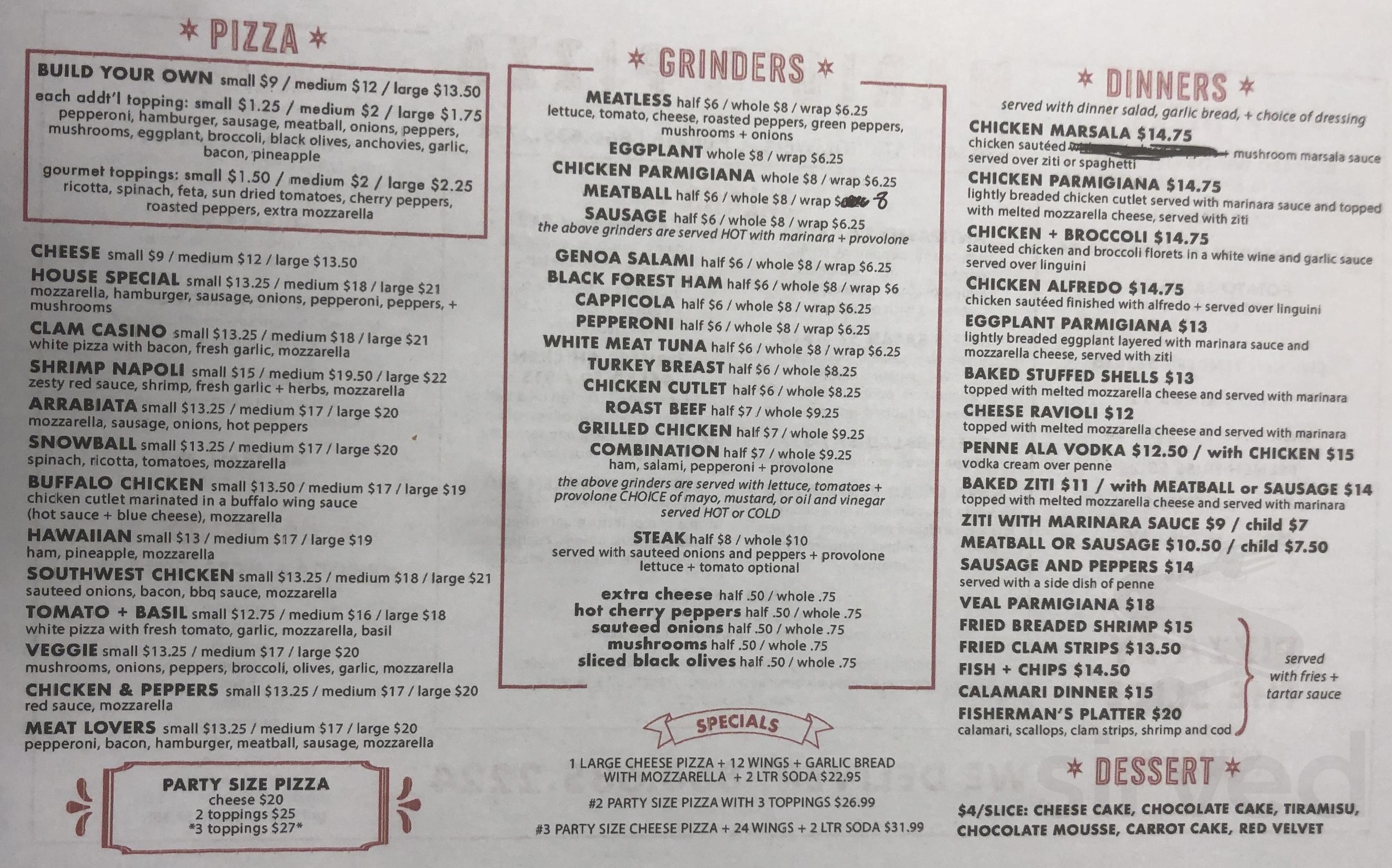 Ambrosia Pizza menu in Cromwell, Connecticut, USA